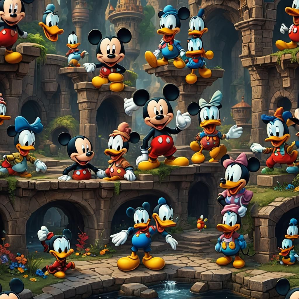 Mickey Mouse and Donald Duck - AI Generated Artwork - NightCafe Creator