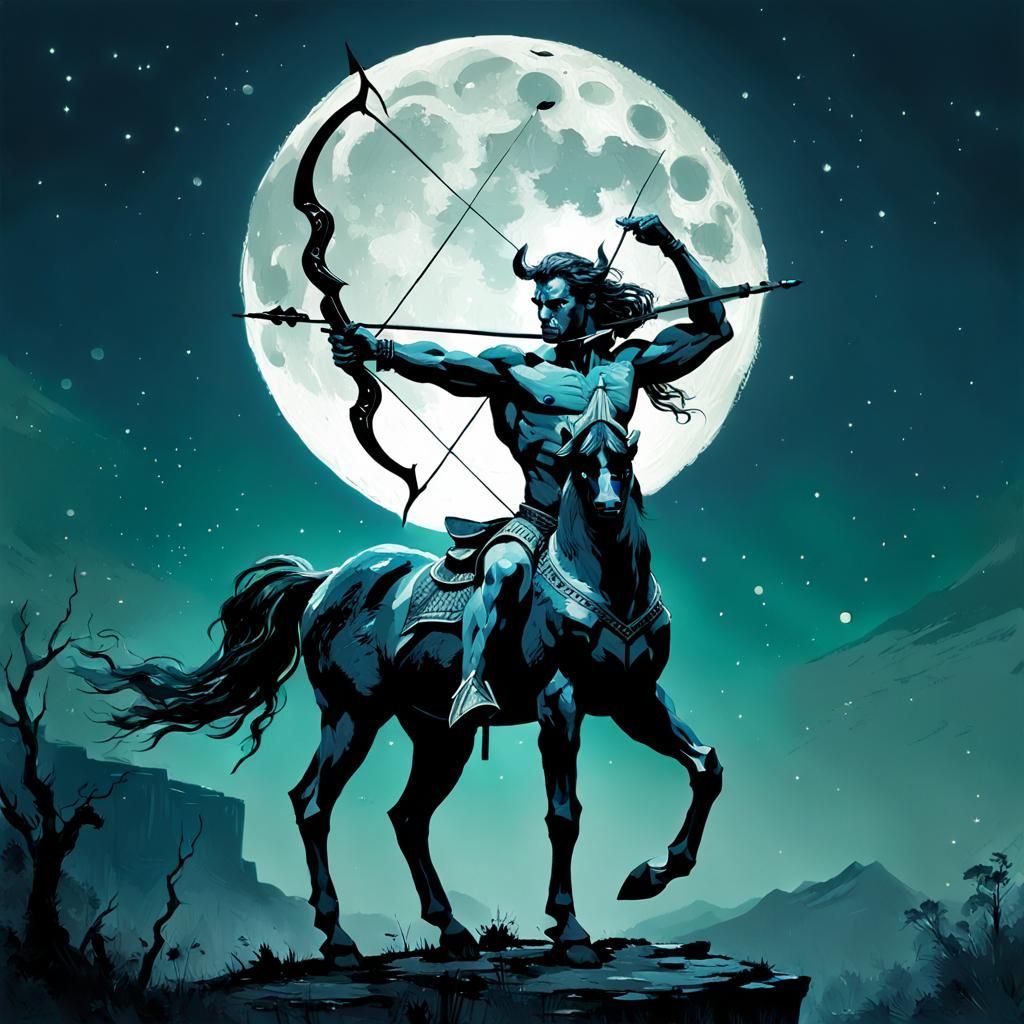 highly intricate, detailed shot of a magnificent centaur standing under ...