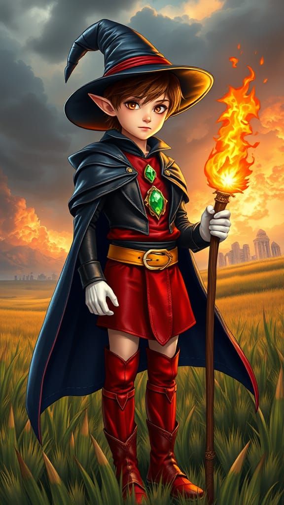 Realistic, exploding grassland background with ruins, cute 16 year old ...