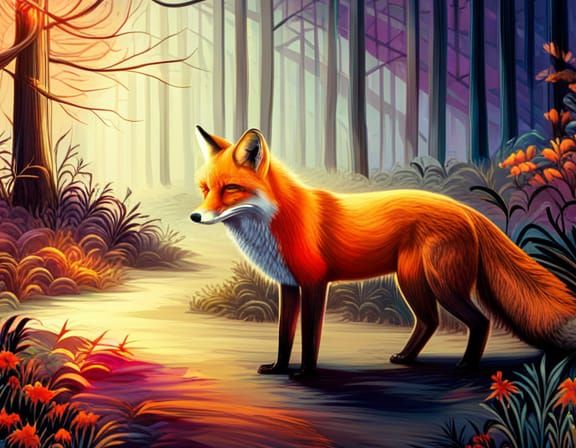 Fox in a Forest - AI Generated Artwork - NightCafe Creator