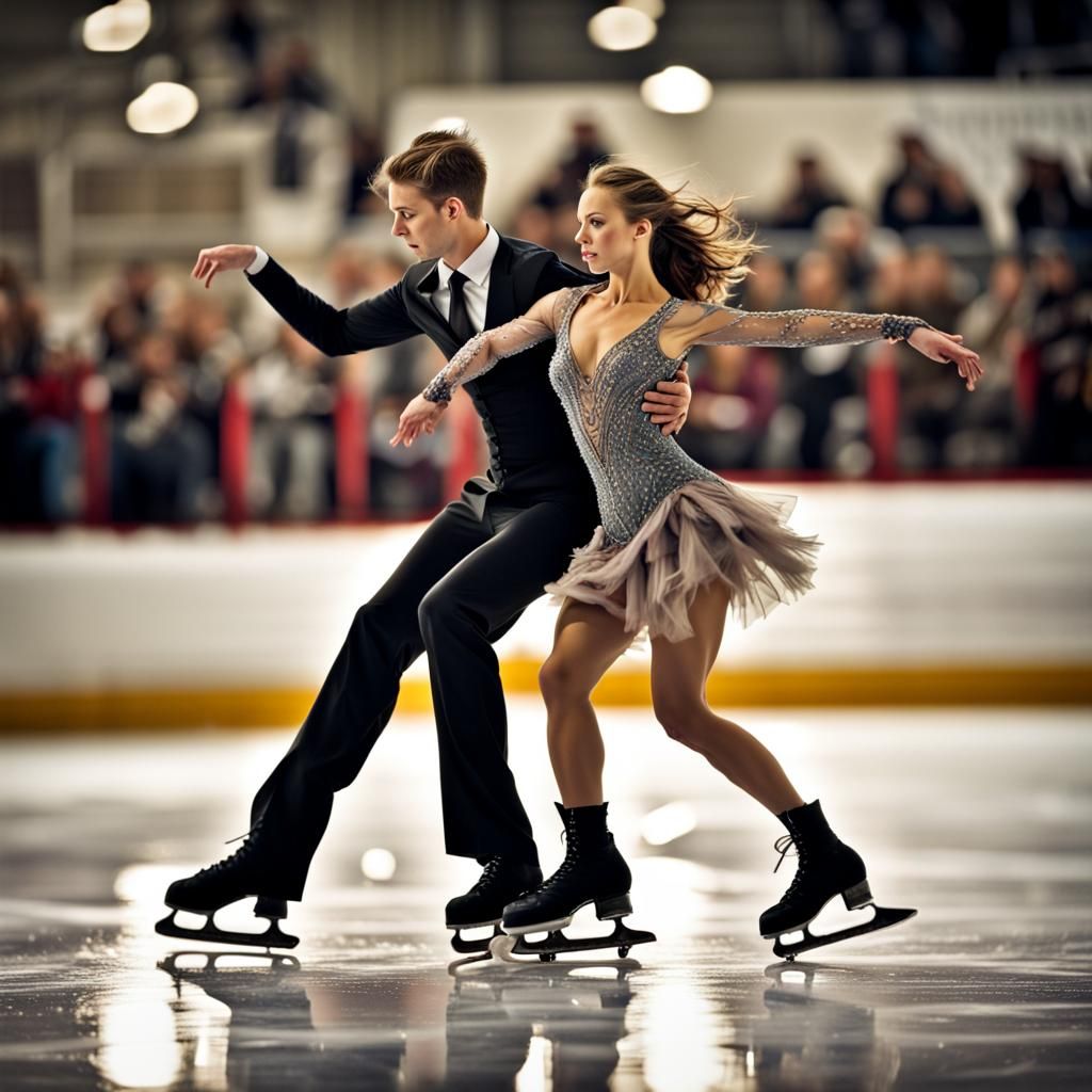 Ice skating duo at competition - AI Generated Artwork - NightCafe Creator