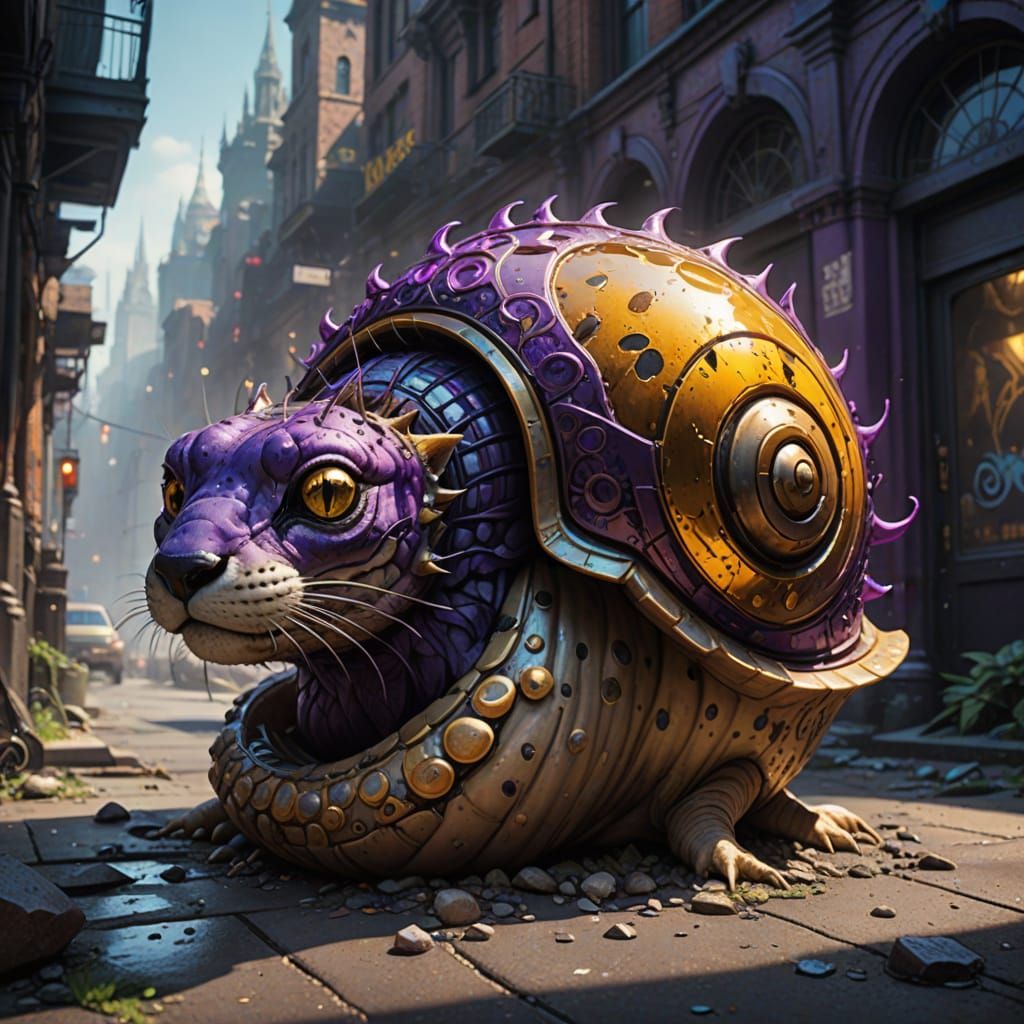 Vibrant Cheetah-Snail Hybrid in Moody, Cinematic S... - AI Art