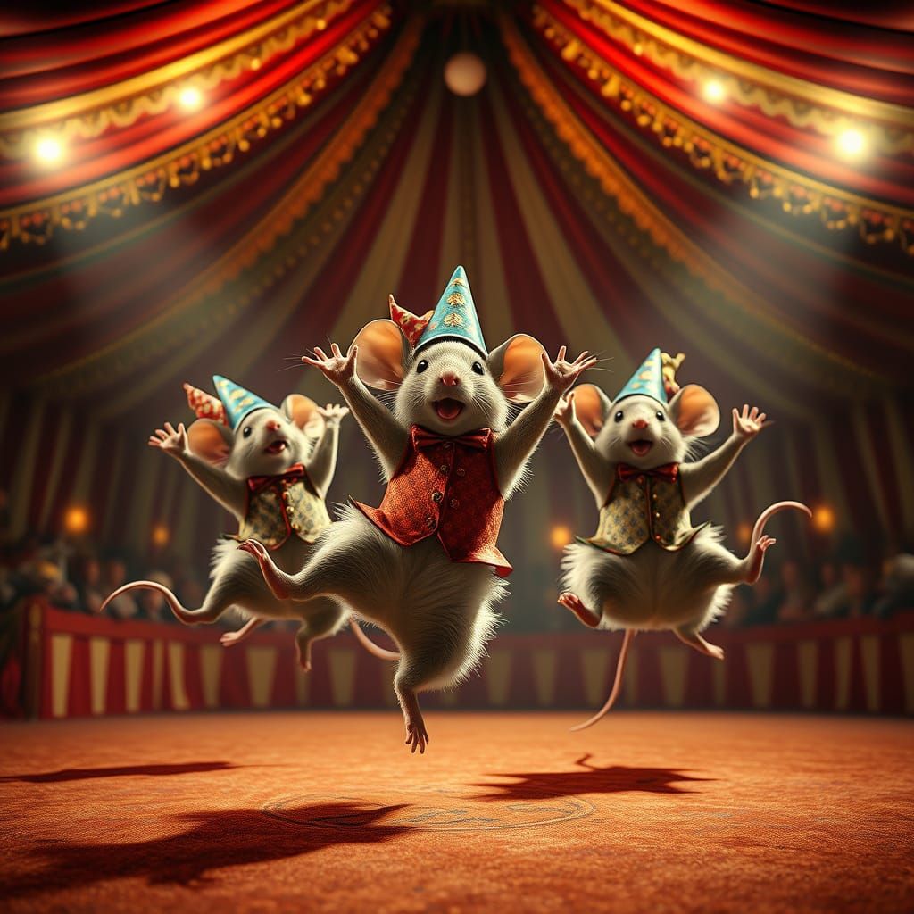 Vibrant Circus Mice in Grand Digital Painting - AI Art