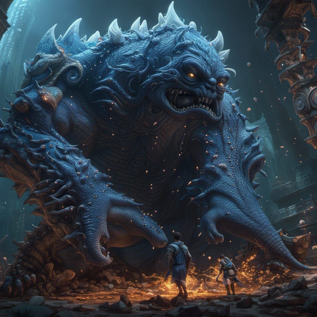 Monstro azul e com baba na boca - Blue Drooling Monster in ...