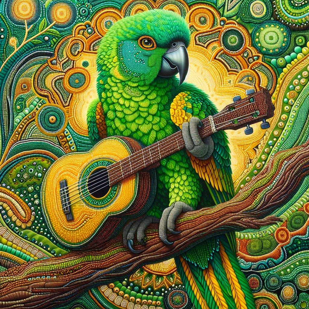 Parrot playing guitar - Parrot playing guitar