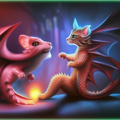 A kitten dragon vs a mouse dragon - AI Generated Artwork - NightCafe ...