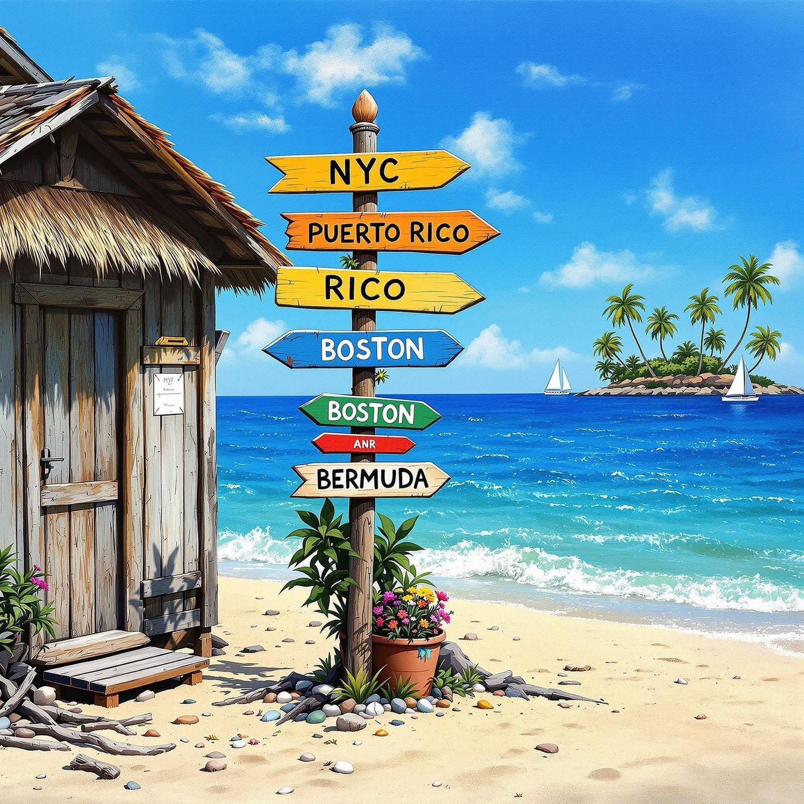 Surreal Seaside Getaway with Whimsical Wooden Hut - AI Art