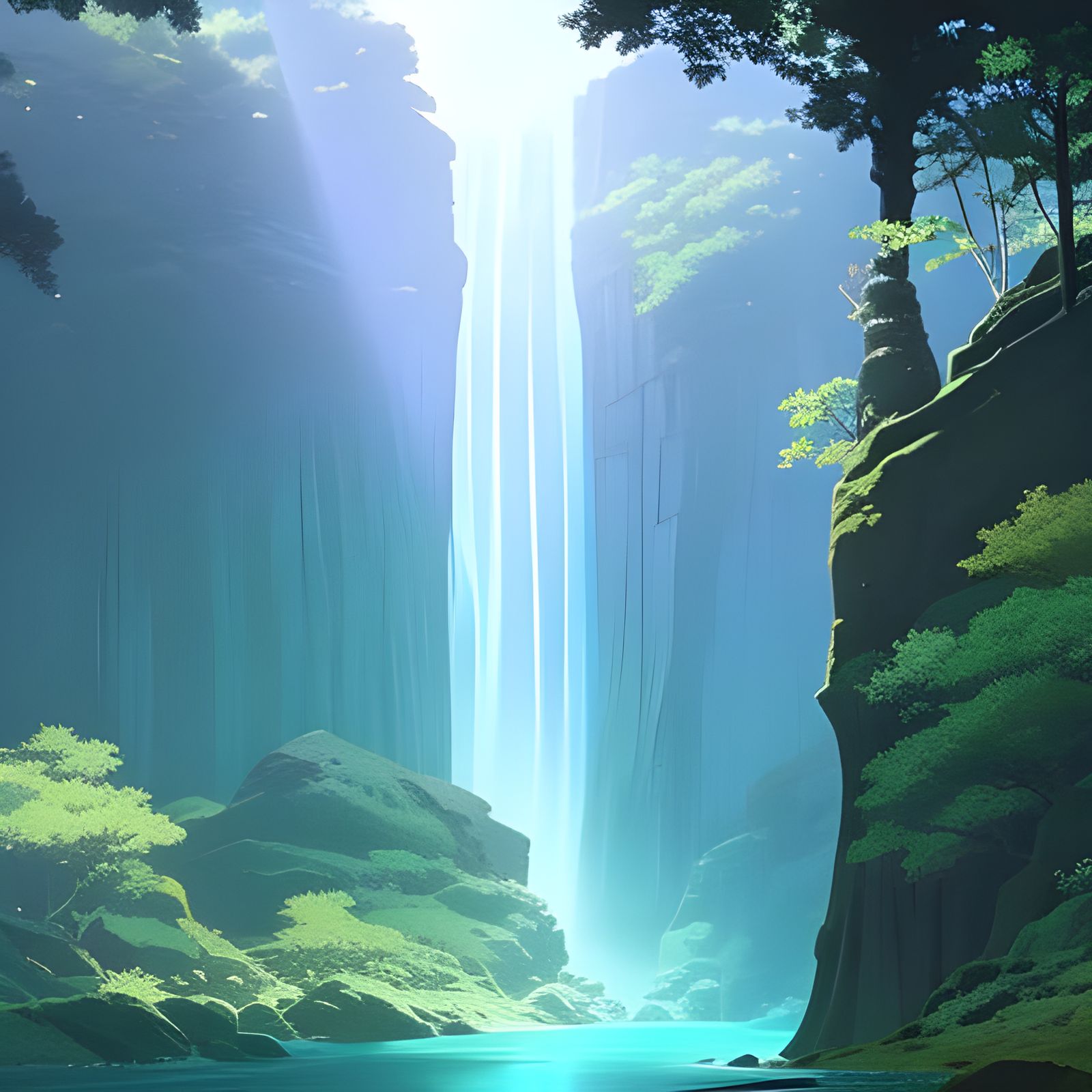 water fall - AI Generated Artwork - NightCafe Creator