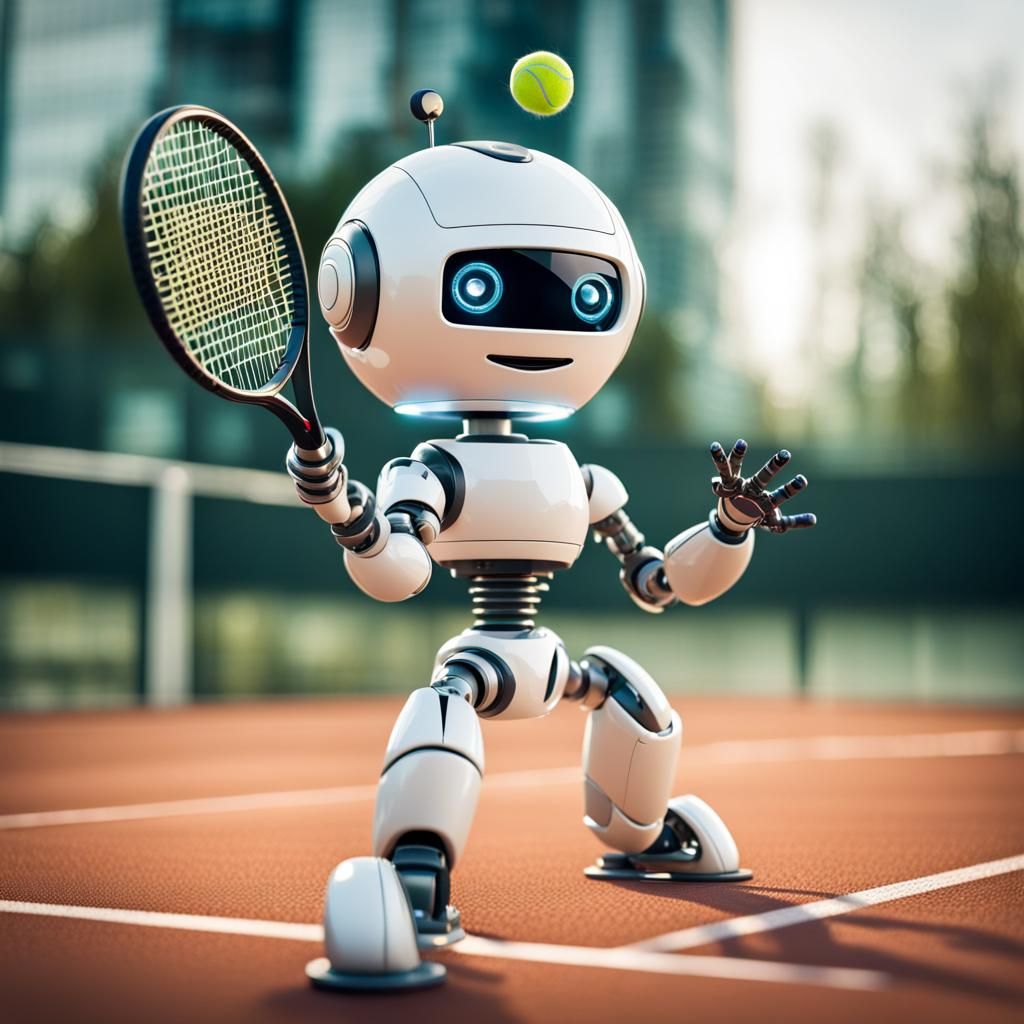 Robot playing tennis - AI Generated Artwork - NightCafe Creator