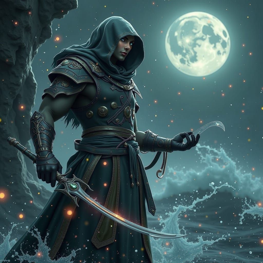 Sea-Tribe Assassin - Dark Fae Warrior Emerges from the Ocean...