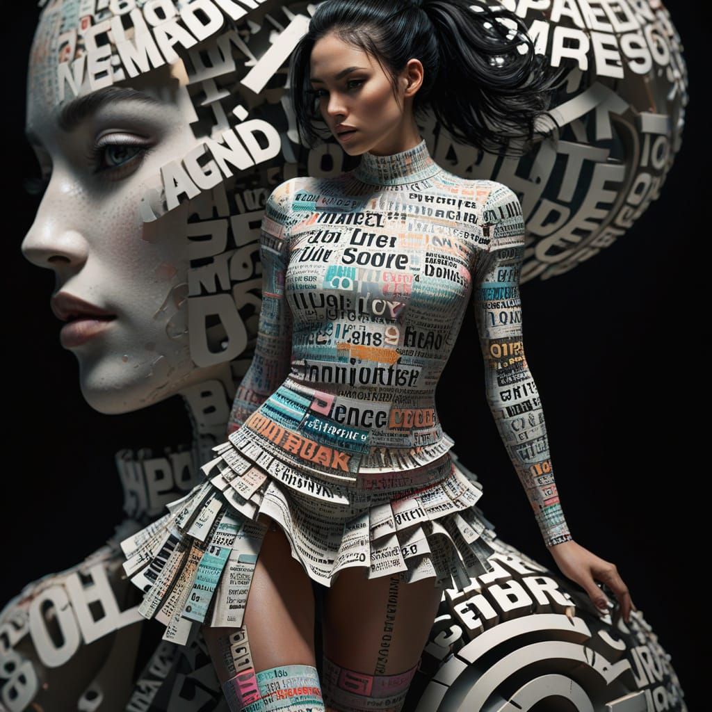 Intricate Digital Calligram with Shadow - AI Art