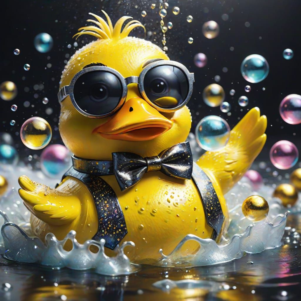 Life of the Party rubber duck - Vibrant Chalk Art Rubber Duc...