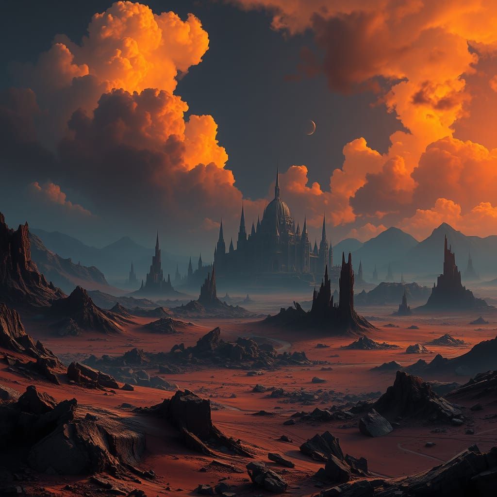 Ingiga - Majestic Homeworld in Ruin, Inspired by Syd Mead an...