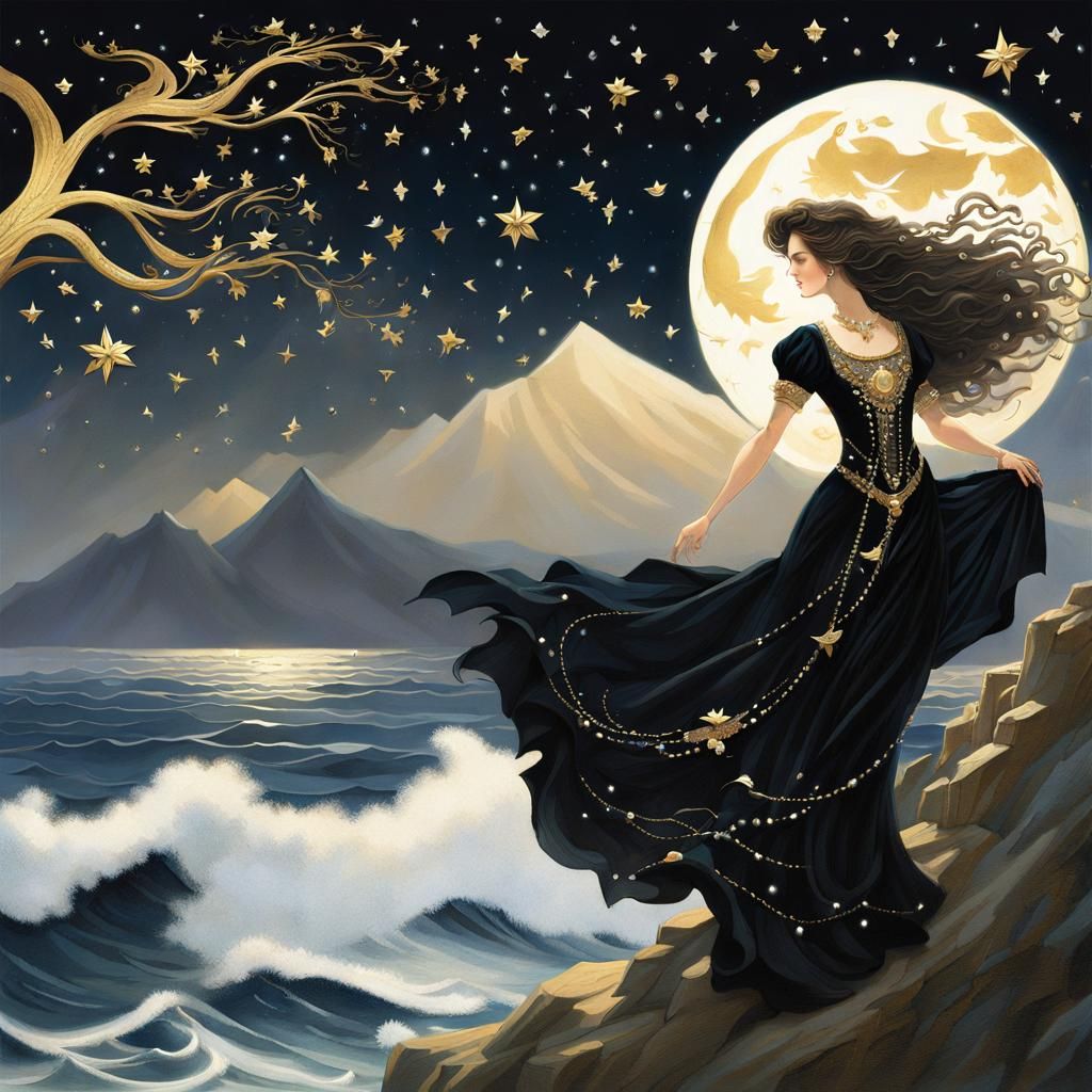 a slightly plump modestly dressed pretty woman very long curly brunette ...