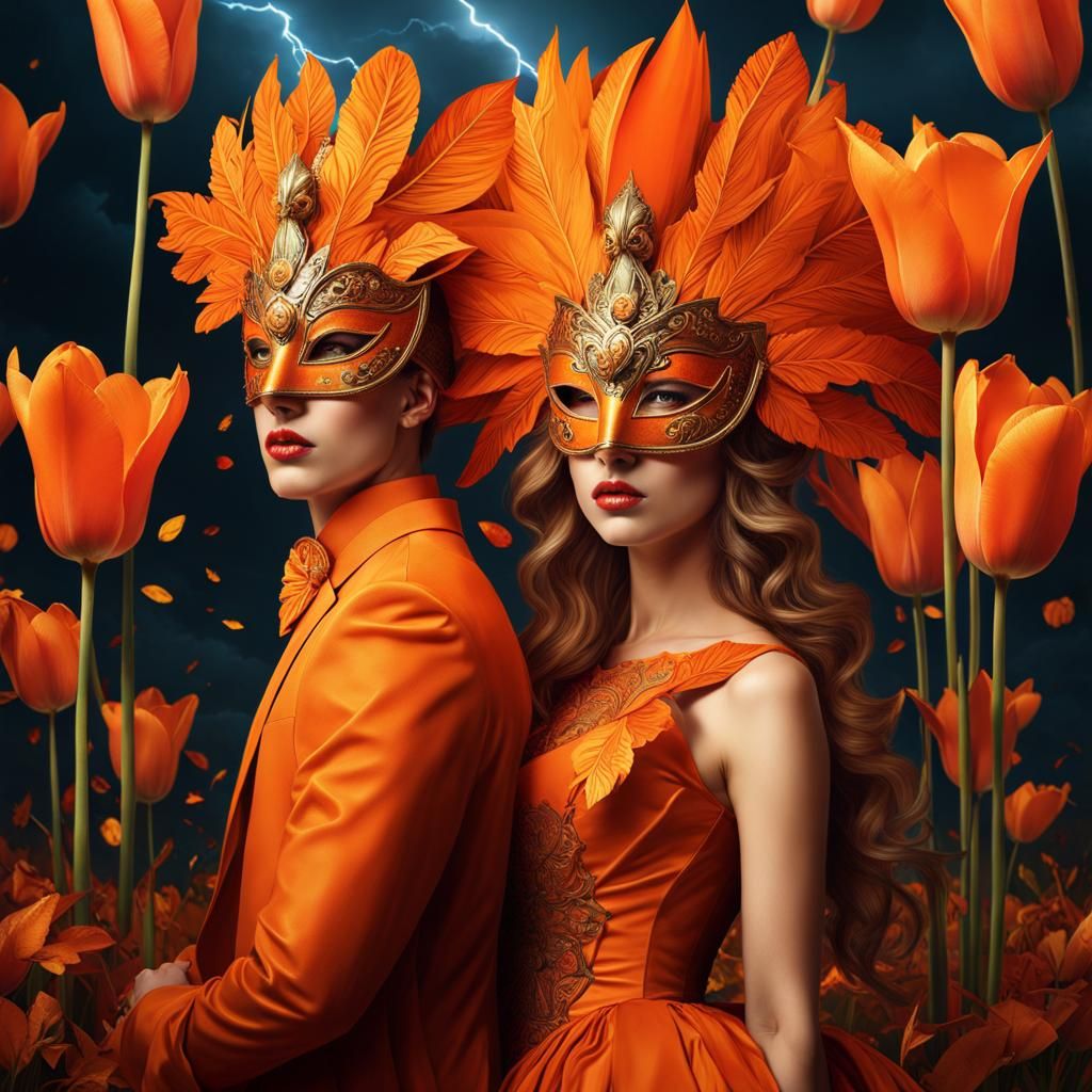 Orange Masquerade - AI Generated Artwork - NightCafe Creator