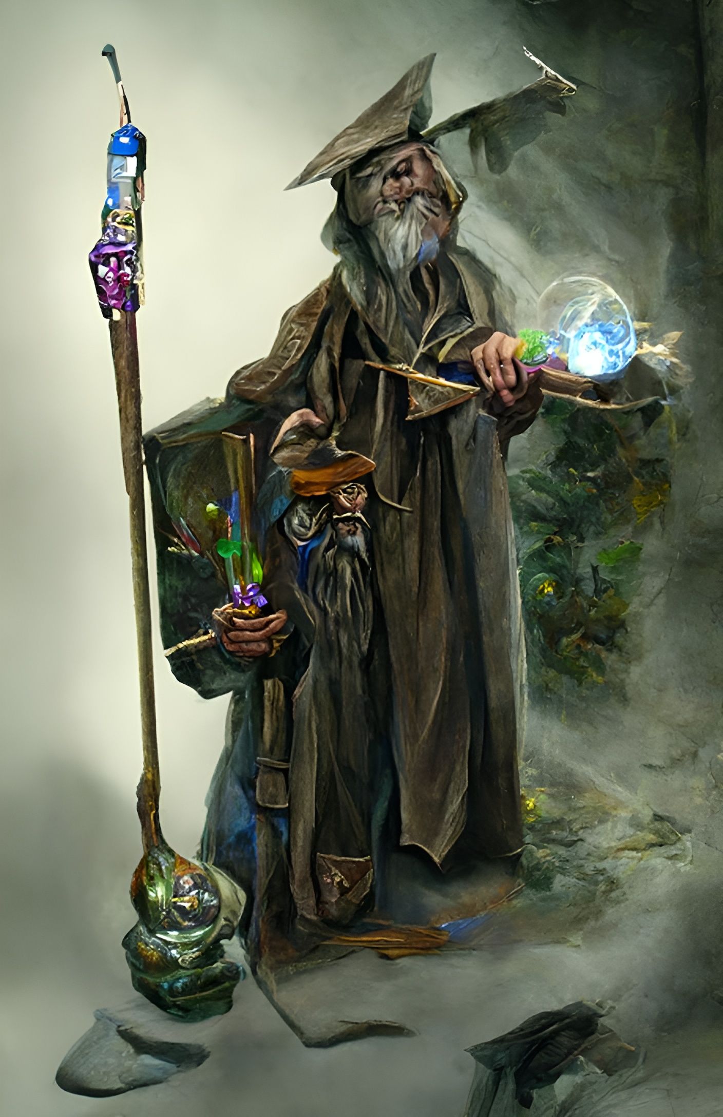 Wise Wizard with staff and tome fantasy art - AI Generated Artwork ...