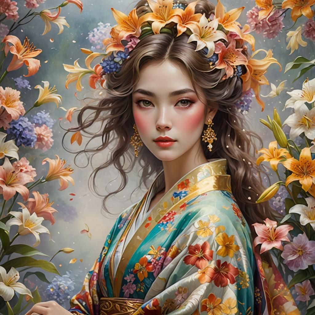 Lovely girl with kimono - AI Generated Artwork - NightCafe Creator