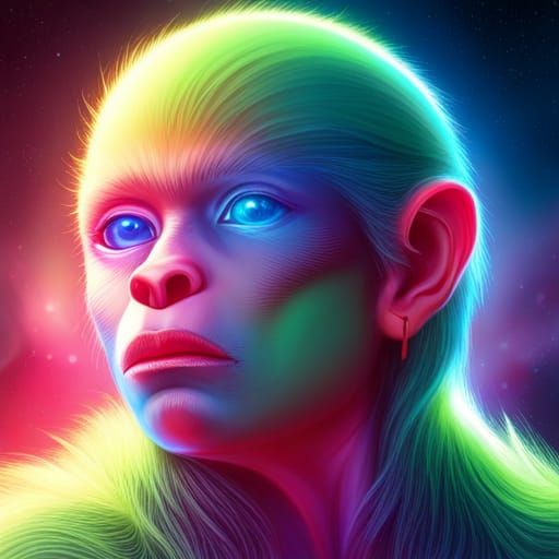 rainbow monkey space aliens, digital illustration photoillustration 3D ...