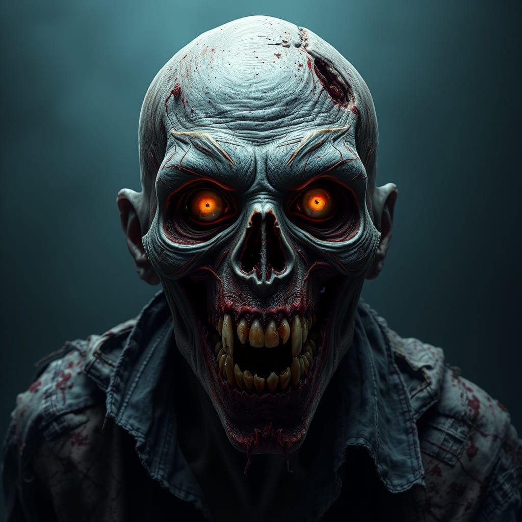 Horrifying dark art, portrait full face painting of a rotting, creepy ...