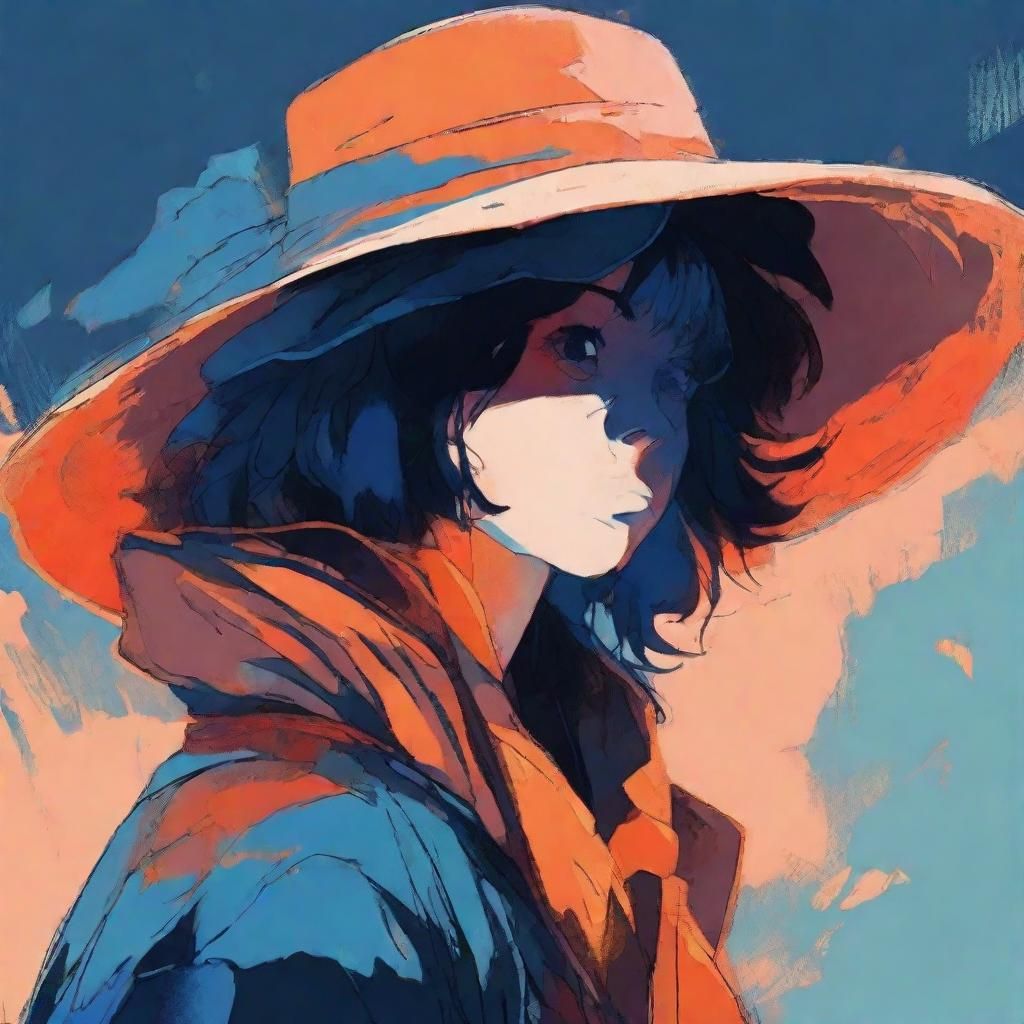 Mystical Hermit Woman in Distressed Anime Style - AI Art