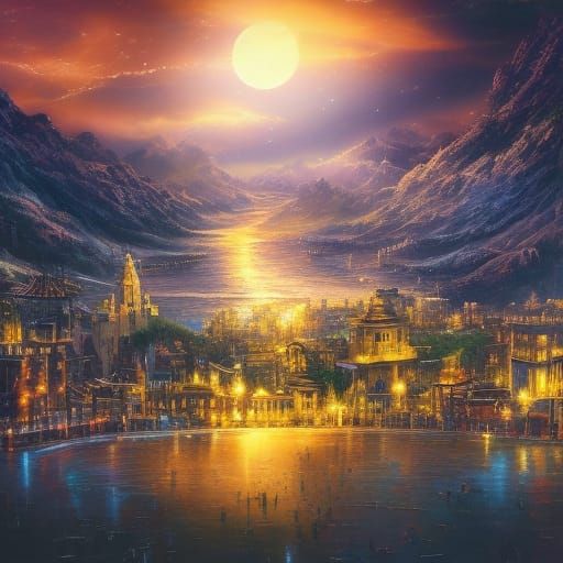 Moon Town - AI Generated Artwork - NightCafe Creator