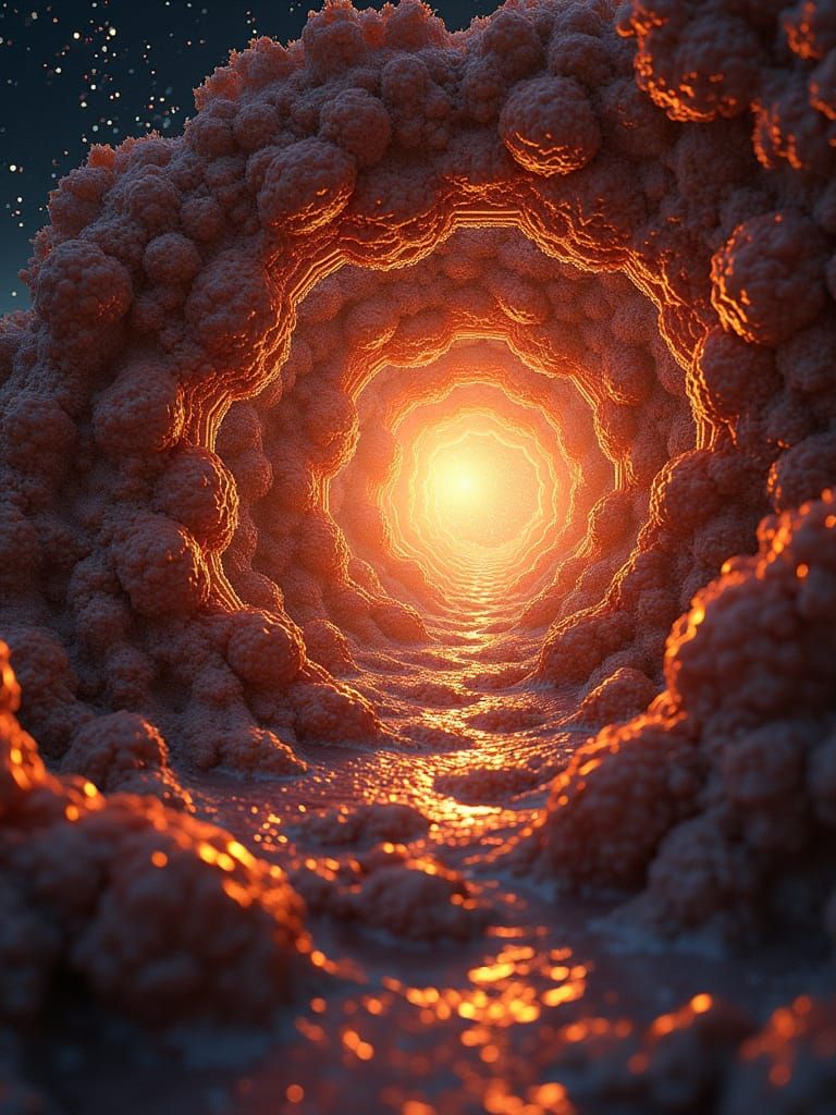 Infinitely Recursive Square Fractal Solar Rain