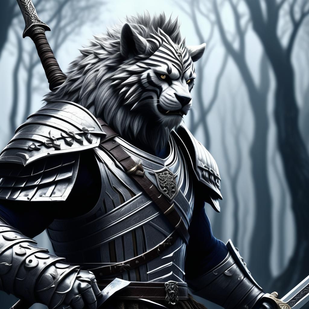 Hyper-Realistic Dark Fantasy Lynel with Royal Swor... - AI Art