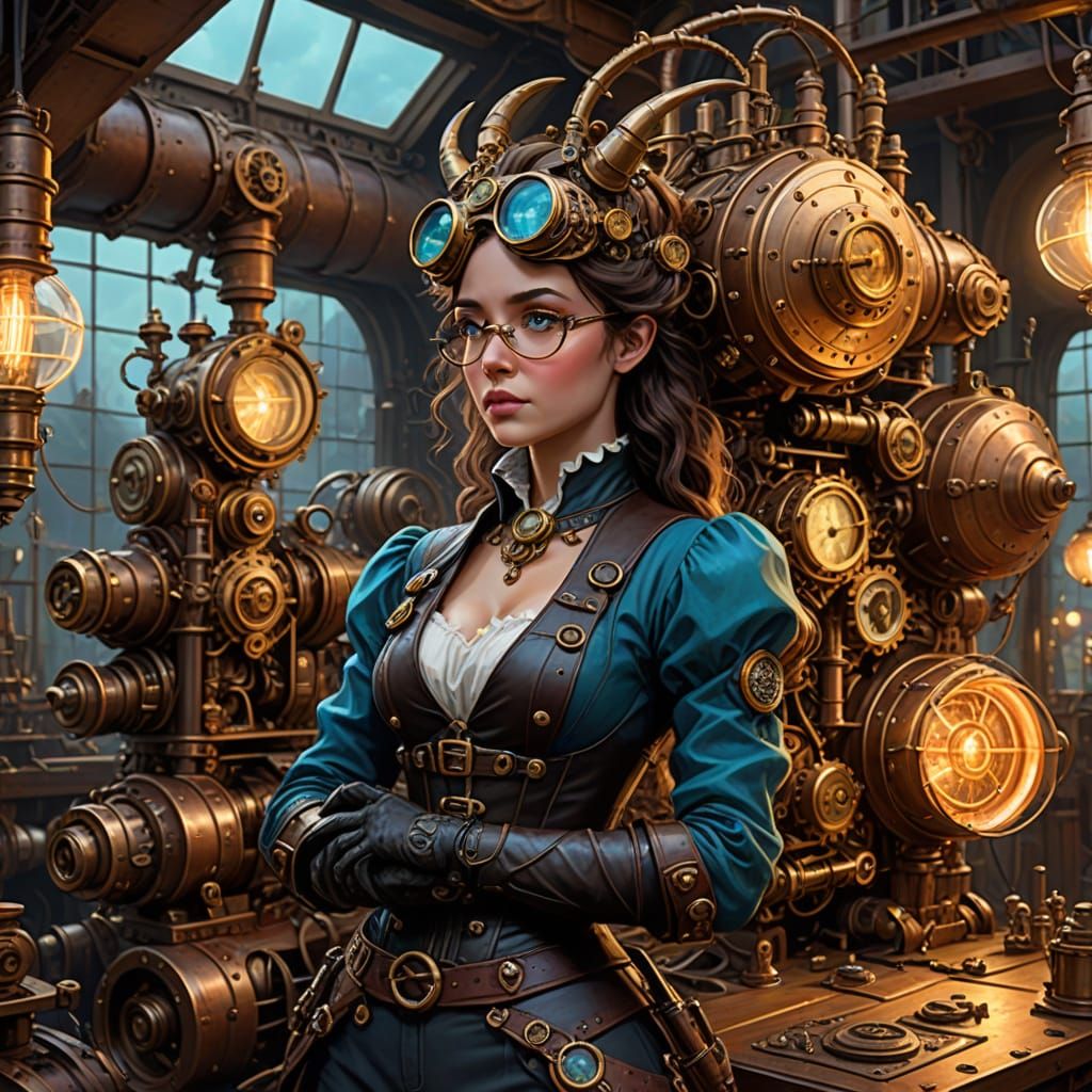 Inventors at Work - Steampunk Inventor at Work in a Whimsica...