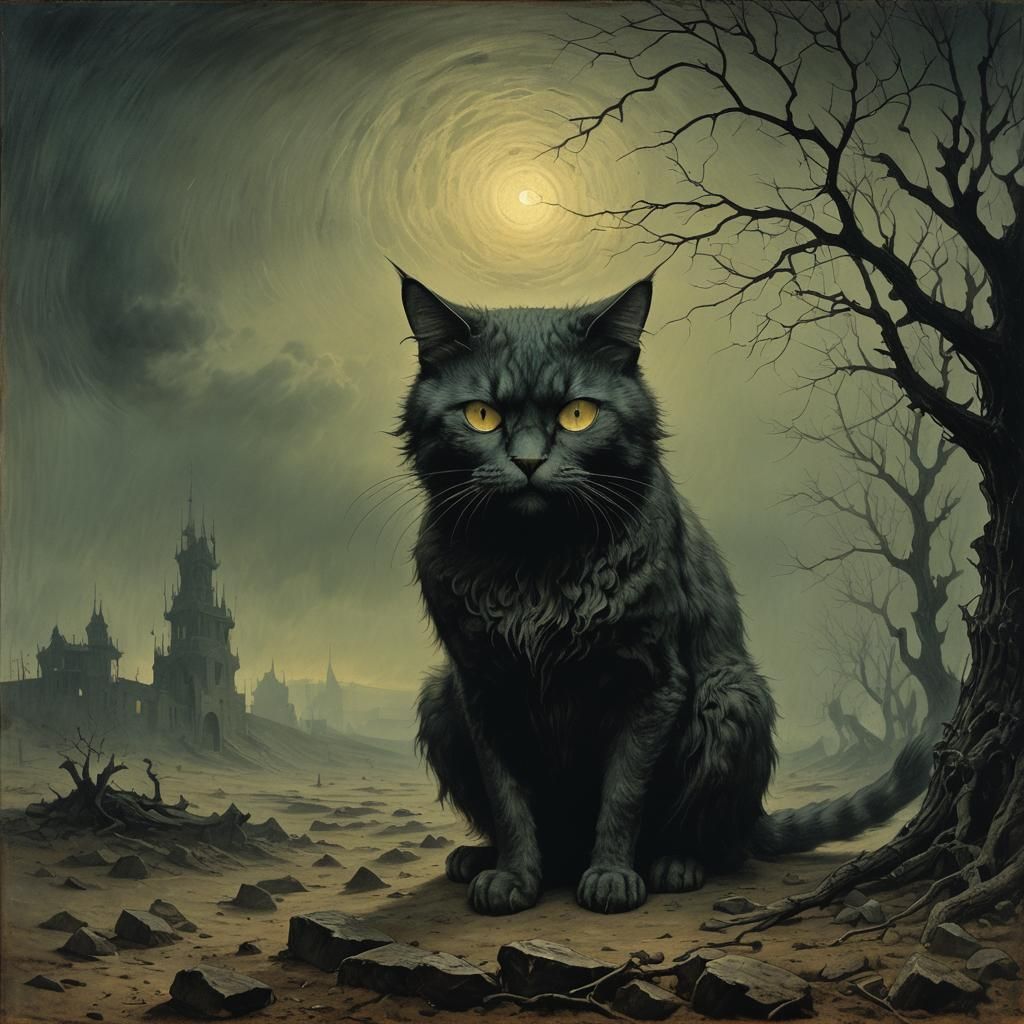 "Mean Eyed Cat" epic moody atmospheric masterpiece by Goya Tim Burton ...
