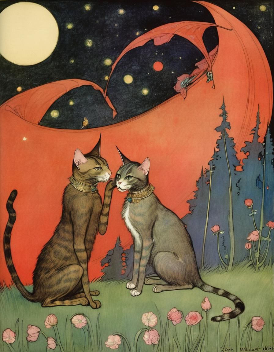Midsummer Night's Dream Cats 2 - AI Generated Artwork - NightCafe Creator