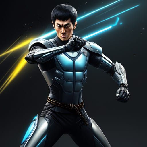 Hyper-Realistic Android Bruce Lee in Futuristic Ma... - AI Art