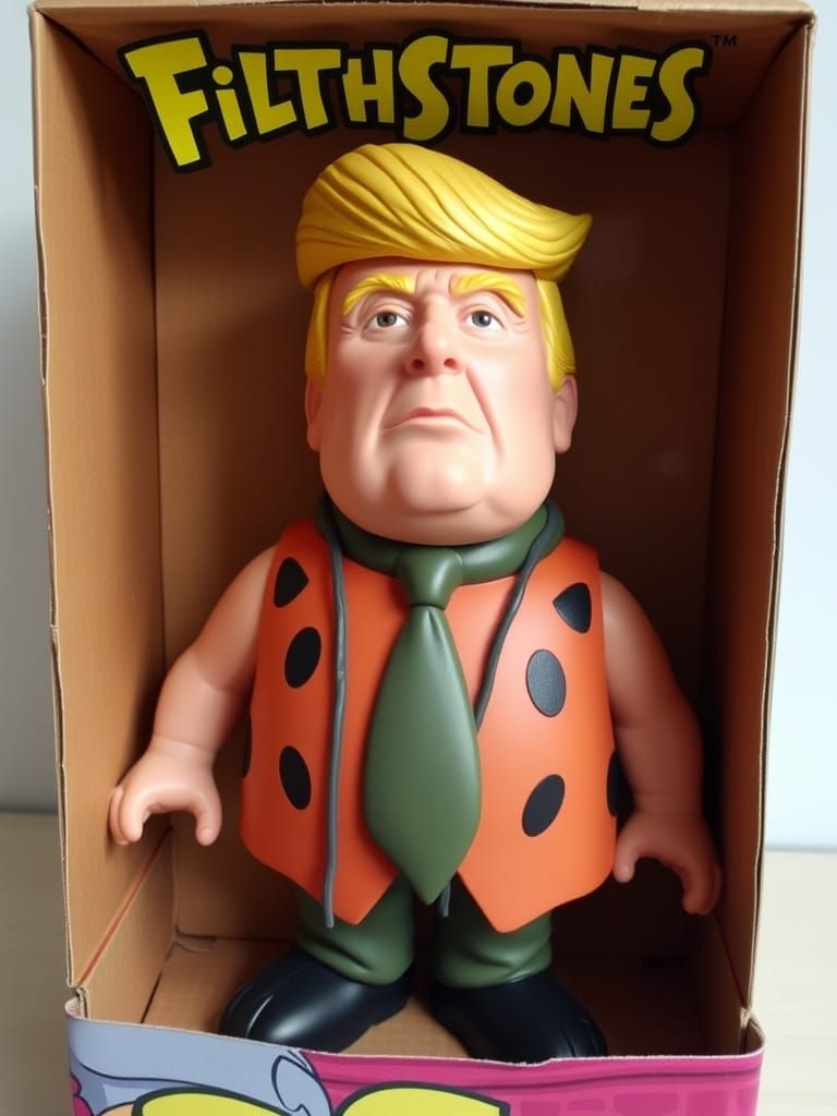 Surreal Donald Trump Figure in Bedrock Box - AI Art