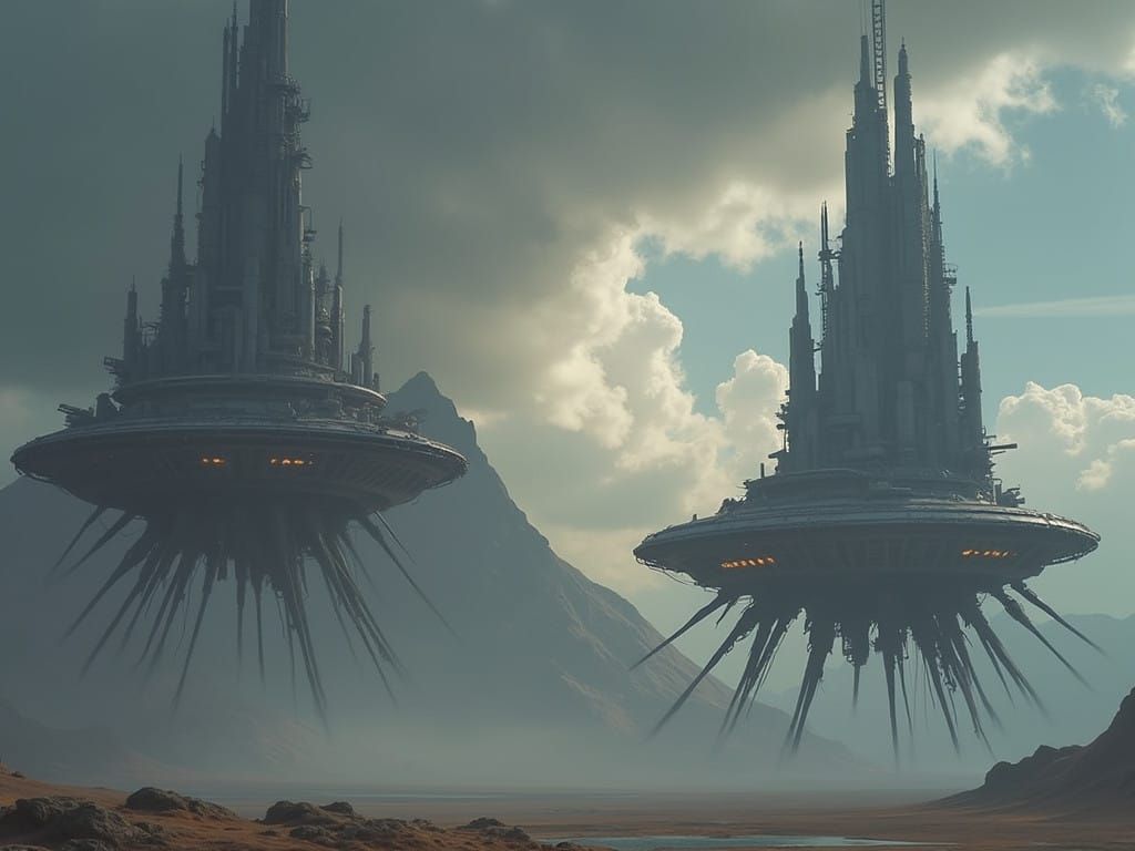 Two colossal city-states, a metropolis of interconnected buildings ...