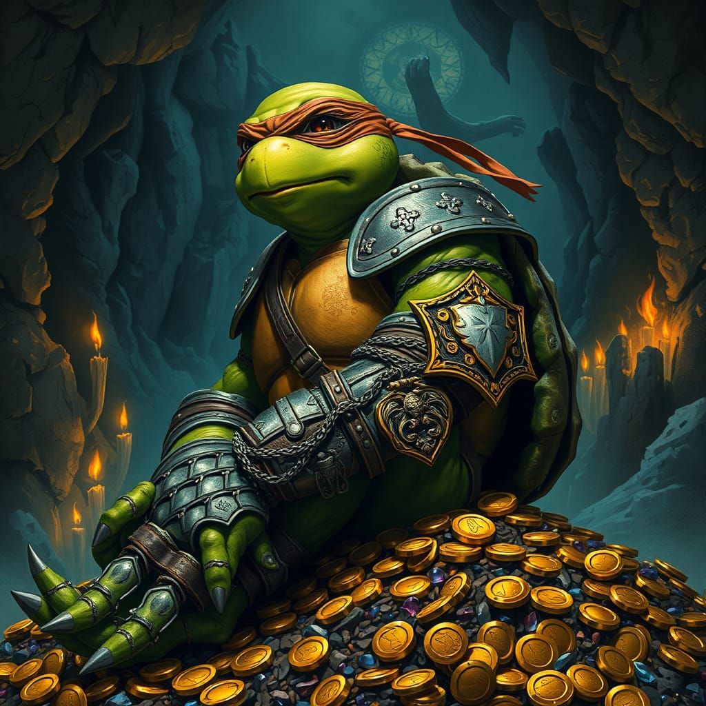 Dragonborn Ninja Turtle in Medieval Armor - AI Art