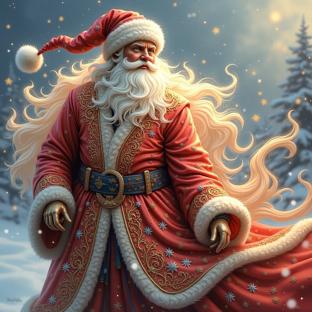 Old Saint Nick - Regal Santa Claus in Vibrant, Ethereal Ligh...