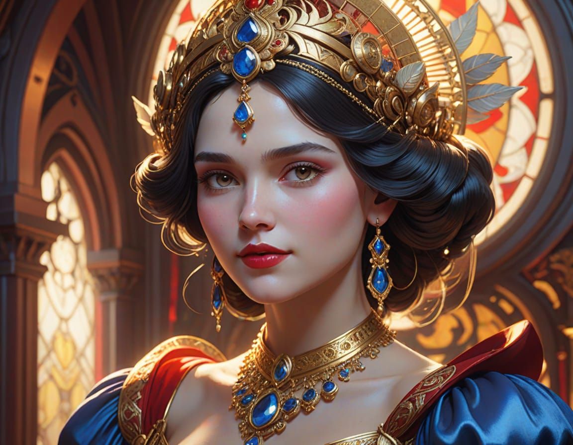 Snow White in Elegant 1st Century Art Nouveau Port... - AI Art