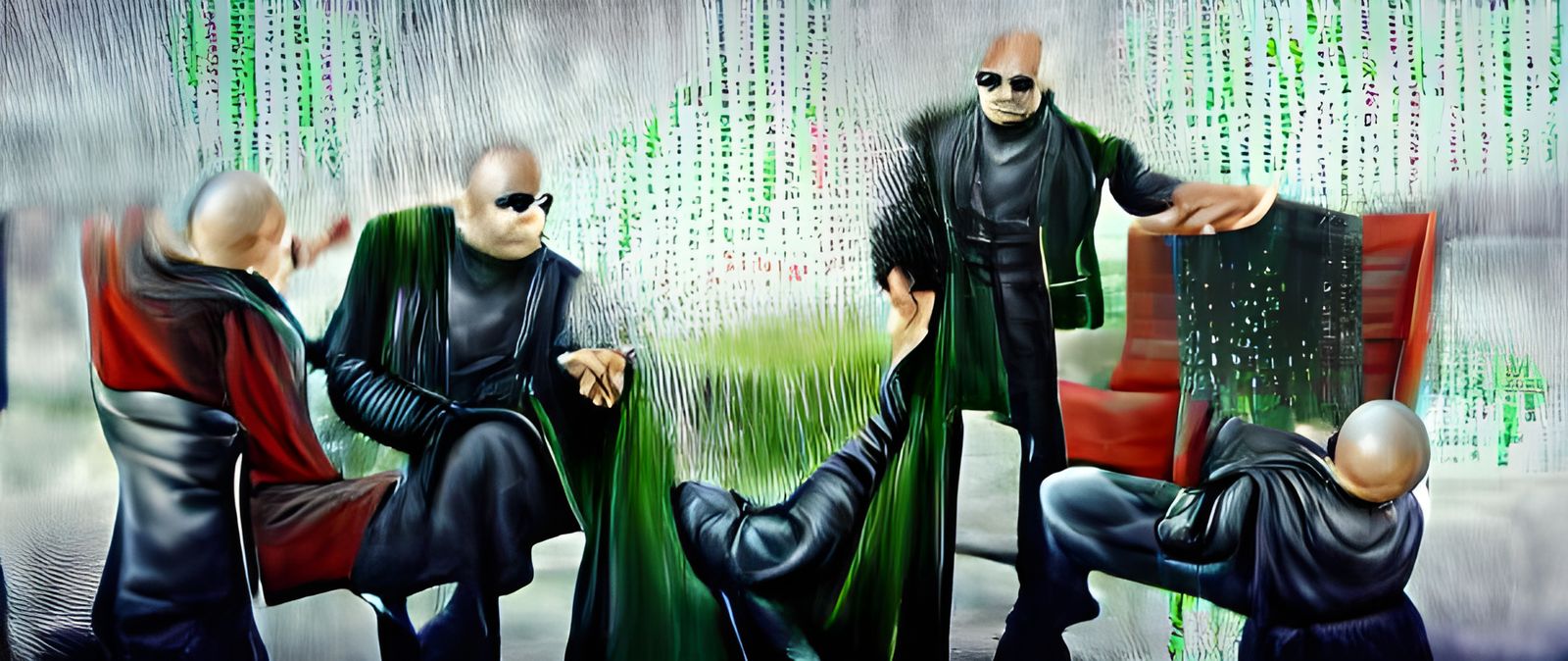 The Matrix Neo and Morpheus talking to each other detailed painting ...