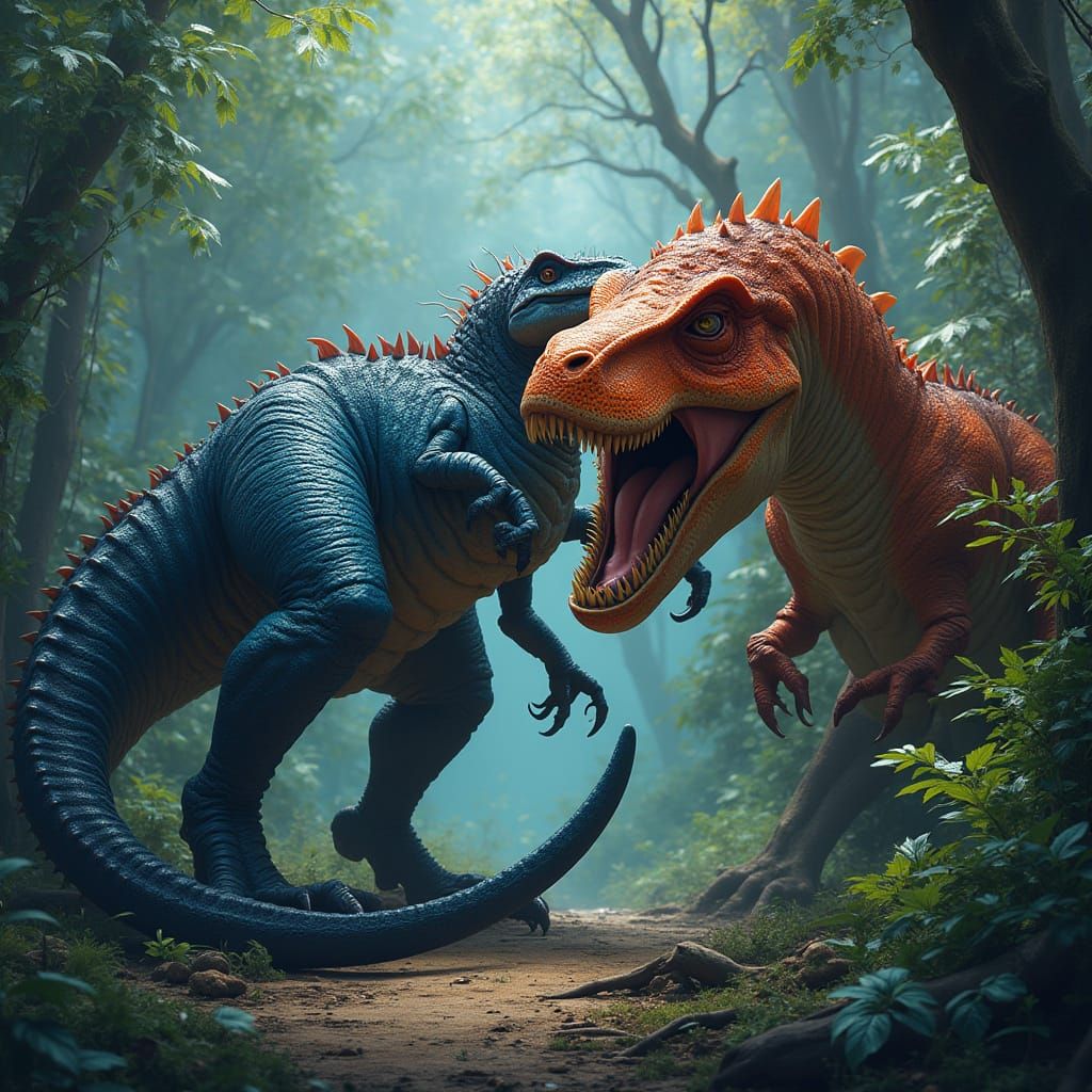 Scorpion and t rex - Scorpion and T-Rex Battle in Lush Jung...