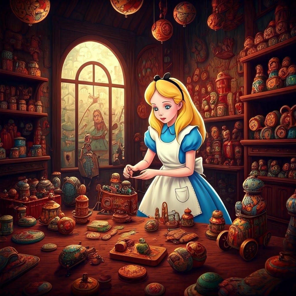 Alice in Toyland - Whimsical Wonderland Scene in Disney-Insp...
