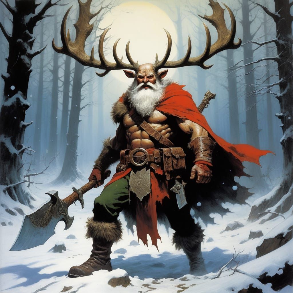 Barbarian Santa Claus in Vintage Fantasy Pulp Styl... - AI Art