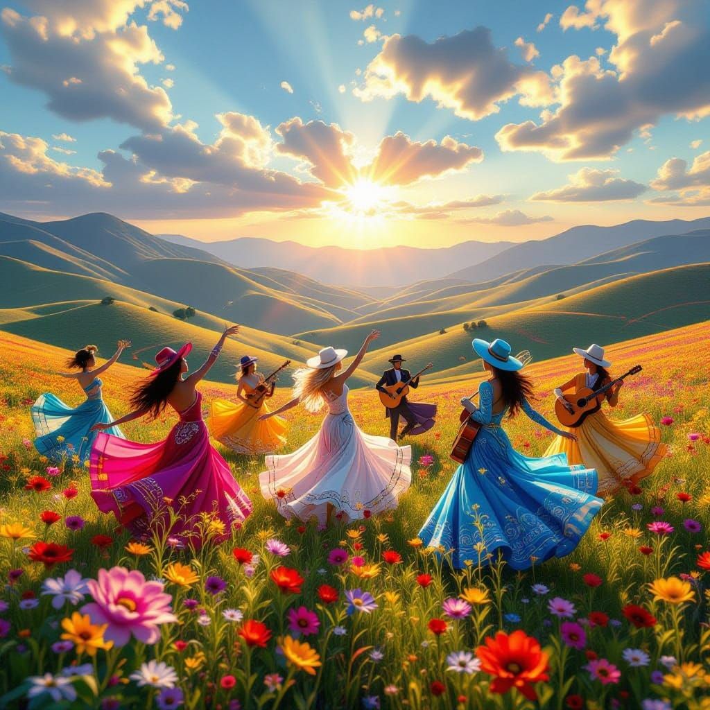 The dancing landscape - Vibrant Futuristic Dance Party in a ...