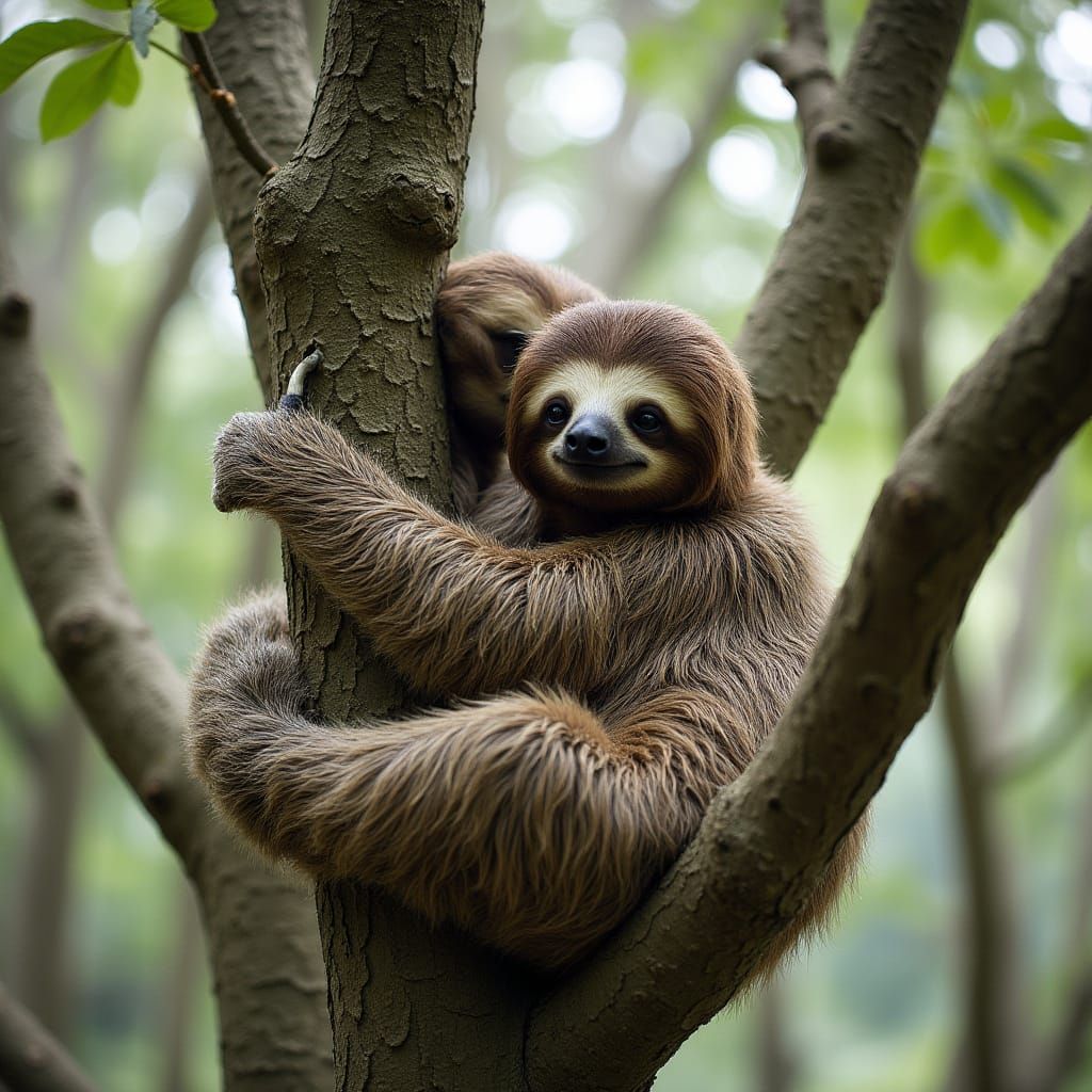 Sloths on the tree top - Sloths in Treetop Paradise