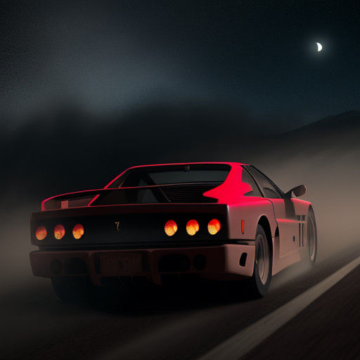 Ferrari F40 Rages Across Starry Night Landscape - AI Art