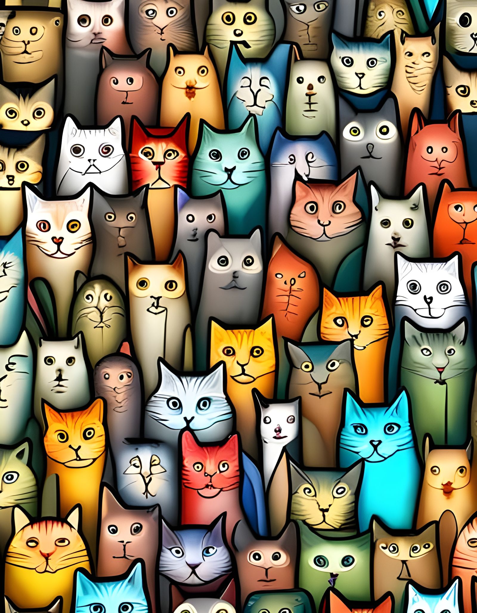 Colorful flock of cats - AI Generated Artwork - NightCafe Creator