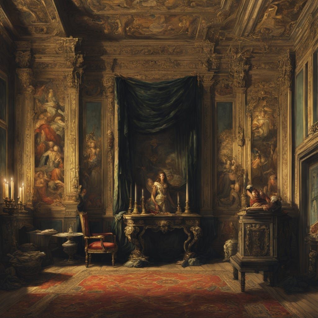 Dramatic Baroque Scene: Timoclea Defies Alexander'... - AI Art