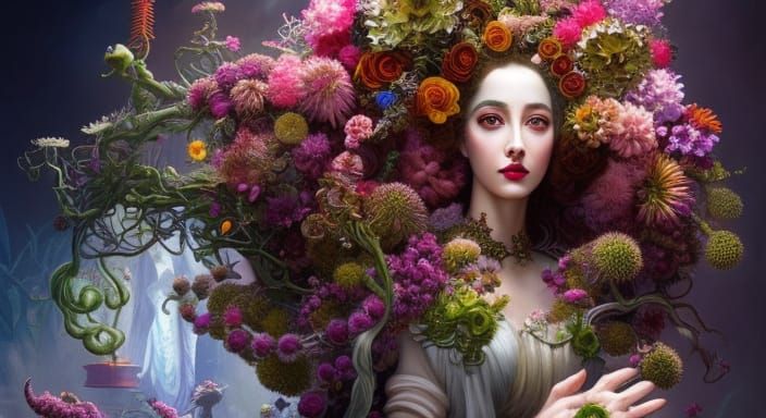 Brilliant Mad Scientist creating flower plant monster - AI Generated ...