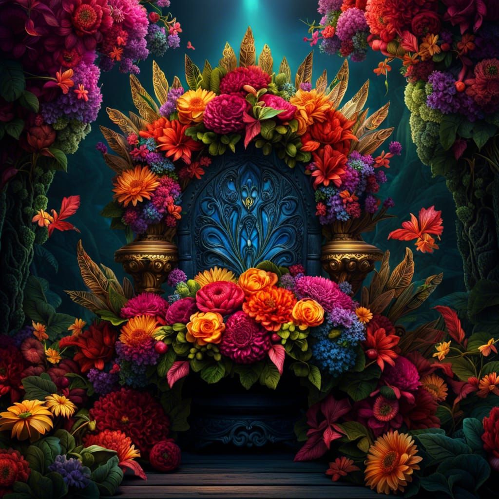 flowers throne - AI Generated Artwork - NightCafe Creator