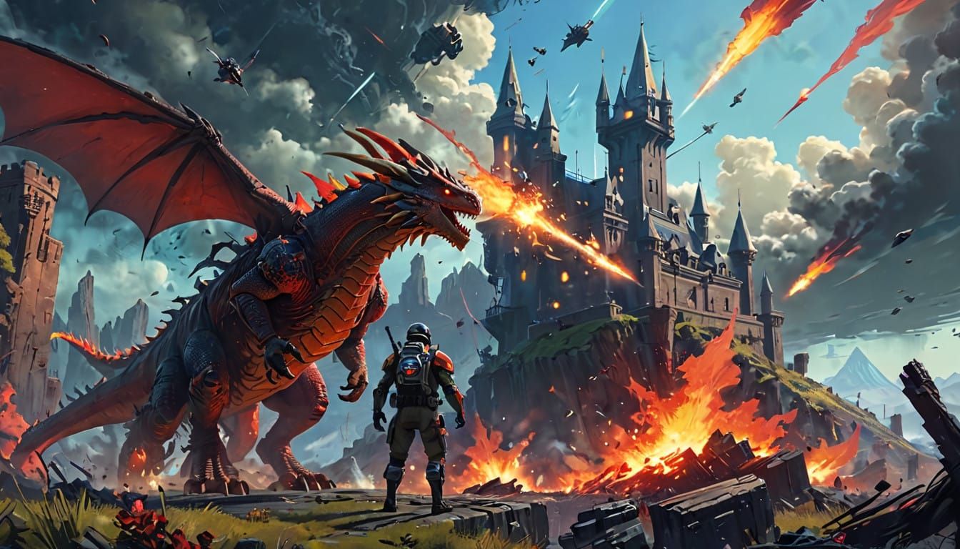 Sárkány - Dragon Soars Above Castle Ruins in Epic Medieval ...