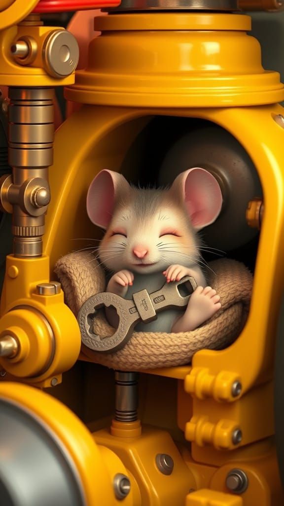 Surreal Anime Engine Sanctuary with Rodent Friend ... - AI Art