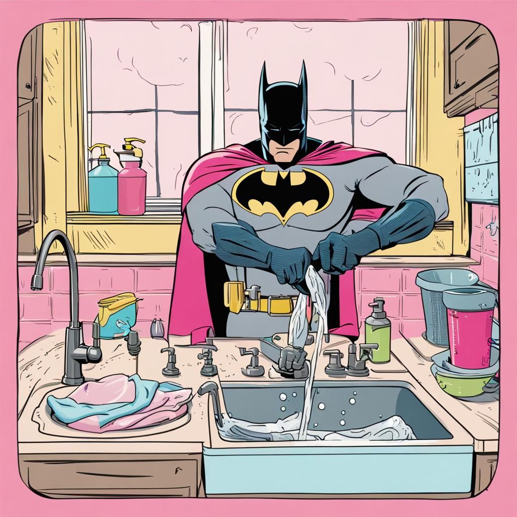 Batman handwashing his undies - AI Generated Artwork - NightCafe Creator